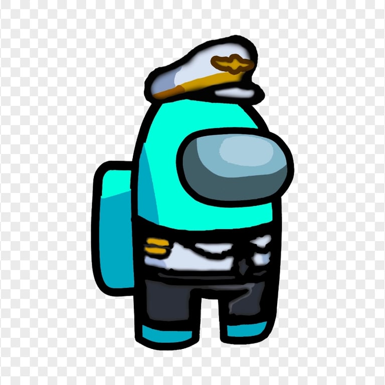 HD Cyan Among Us Crewmate Character With Captain Costume PNG | Citypng