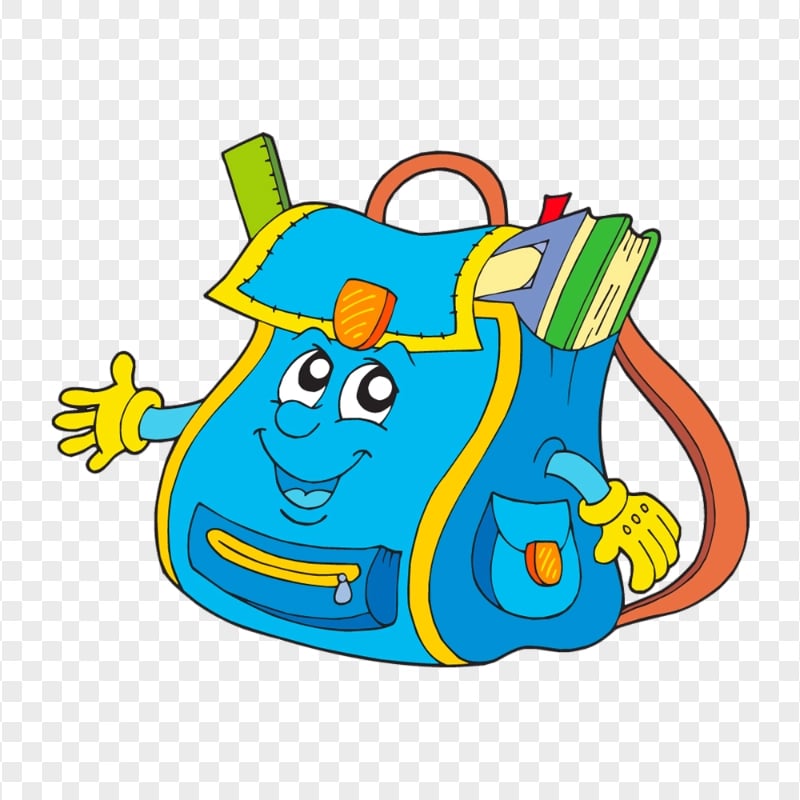 Cartoon Clipart School Bag Character PNG | Citypng