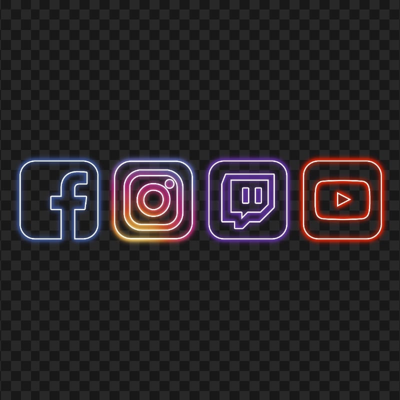 HD Neon Apps Facebook Instagram Twitch Youtube Icons PNG | Citypng