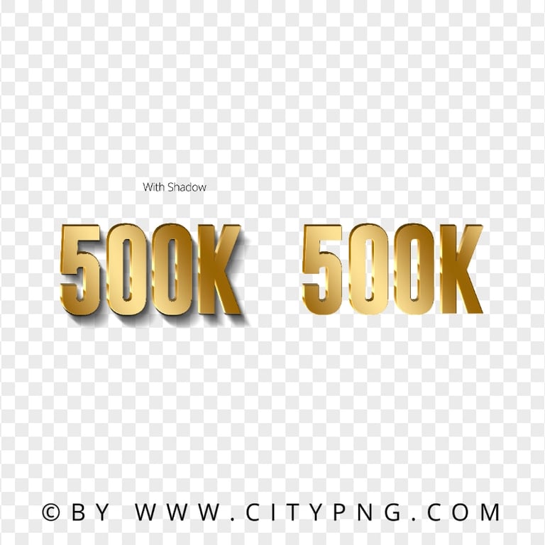 500K Number Text Gold Effect HD PNG | Citypng