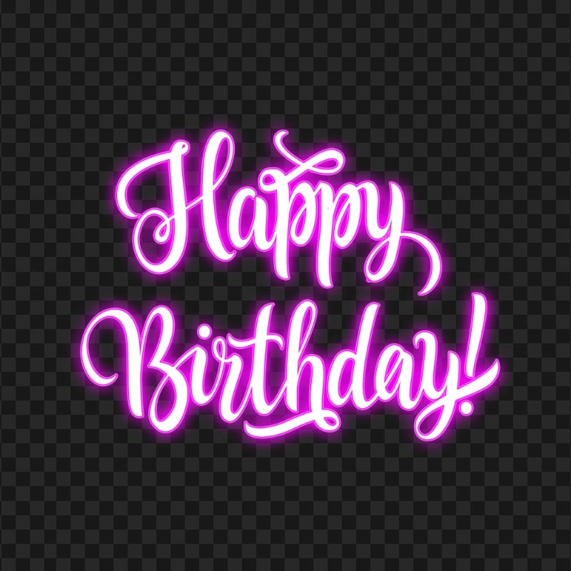 HD Happy Birthday Pink Neon Text PNG | Citypng