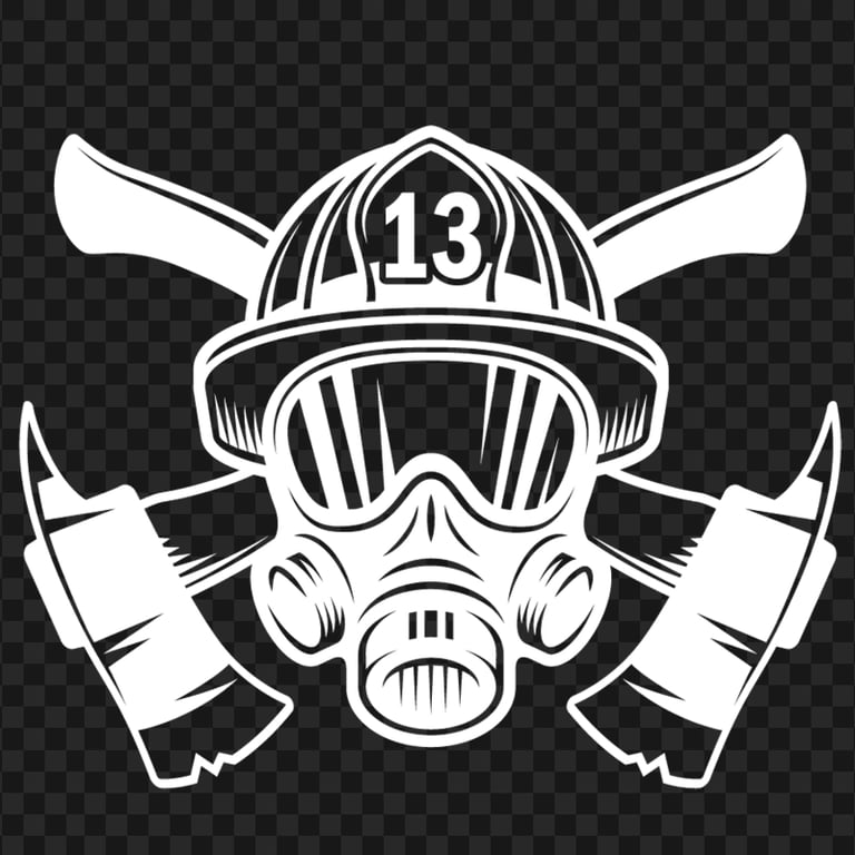 HD White Fireman Firefighter Mask With Axe Logo PNG | Citypng