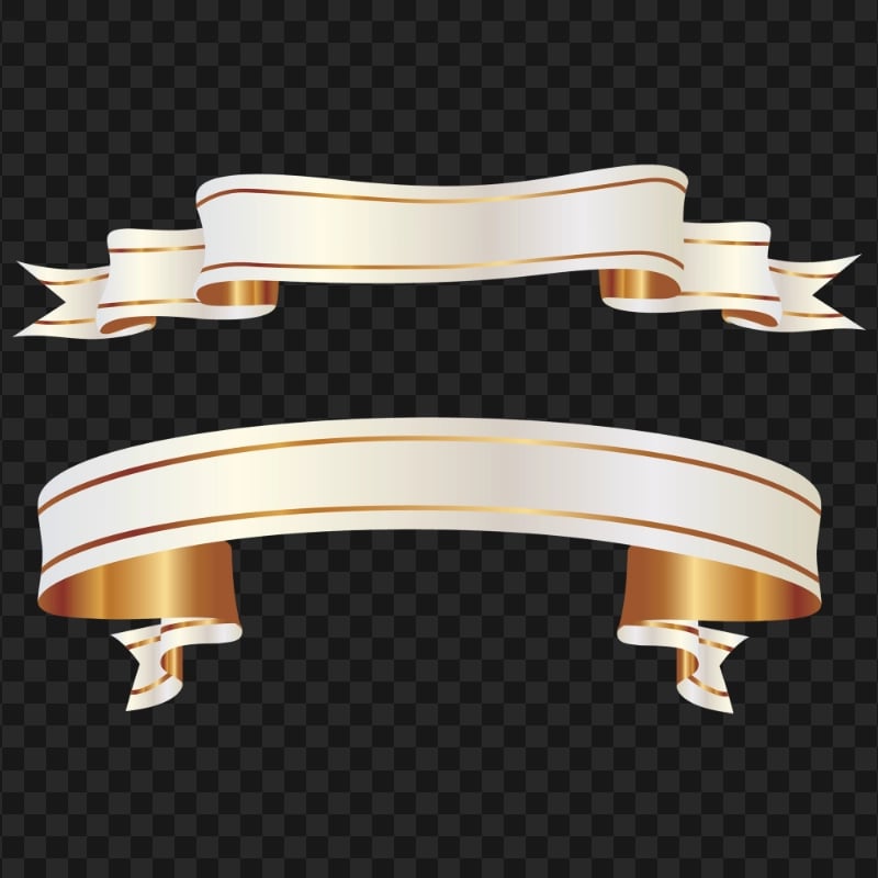 HD Beige And Gold Two Graphic Banner Ribbons PNG | Citypng