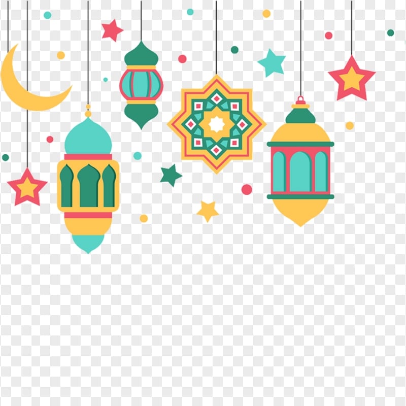 Flat Colorful Hanging Vector Ramadan Decoration | Citypng