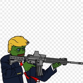 Standing Donald Trump Pepe Frog Face Hold A Weapon | Citypng