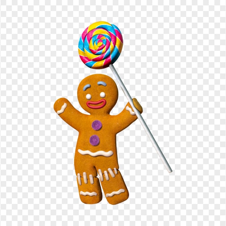 Clipart Gingerbread Man Holding Lollipop PNG IMG | Citypng