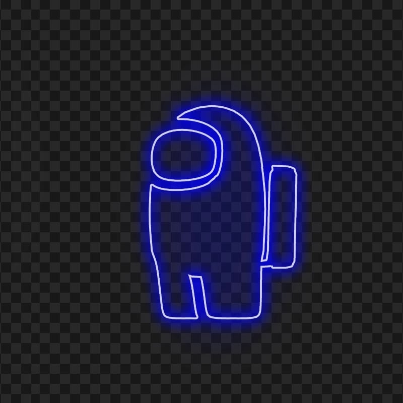 HD Neon Among Us Blue Character PNG | Citypng