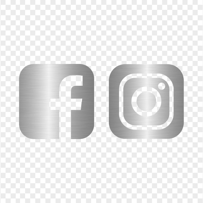 HD Facebook Instagram Silver Metal Square Logos Icons PNG | Citypng