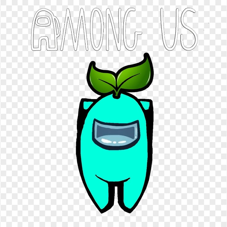 HD Leaf Cyan Light Blue Among Us Character With Logo PNG | Citypng