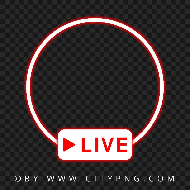 Live Circle Neon Glowing Red Logo Sign PNG Image | Citypng