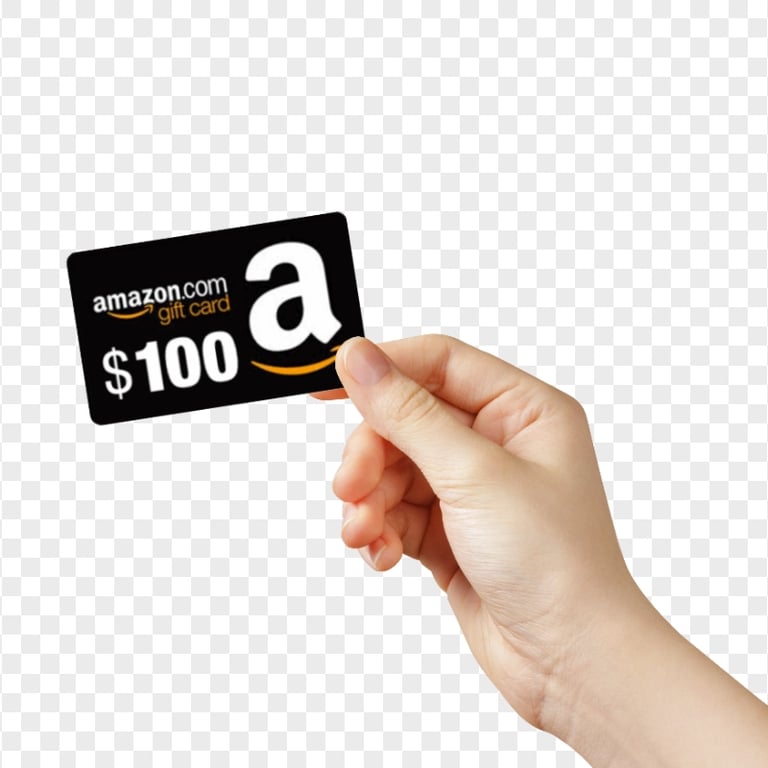 Woman Hand Hold Amazon 100$ Gift Card | Citypng