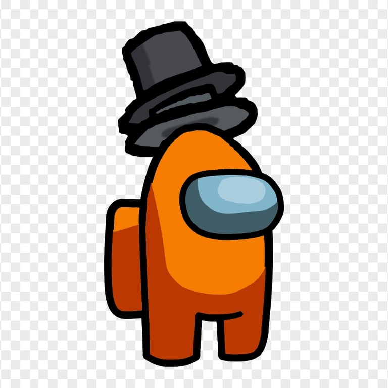 HD Orange Among Us Crewmate Character With Double Top Hat PNG | Citypng