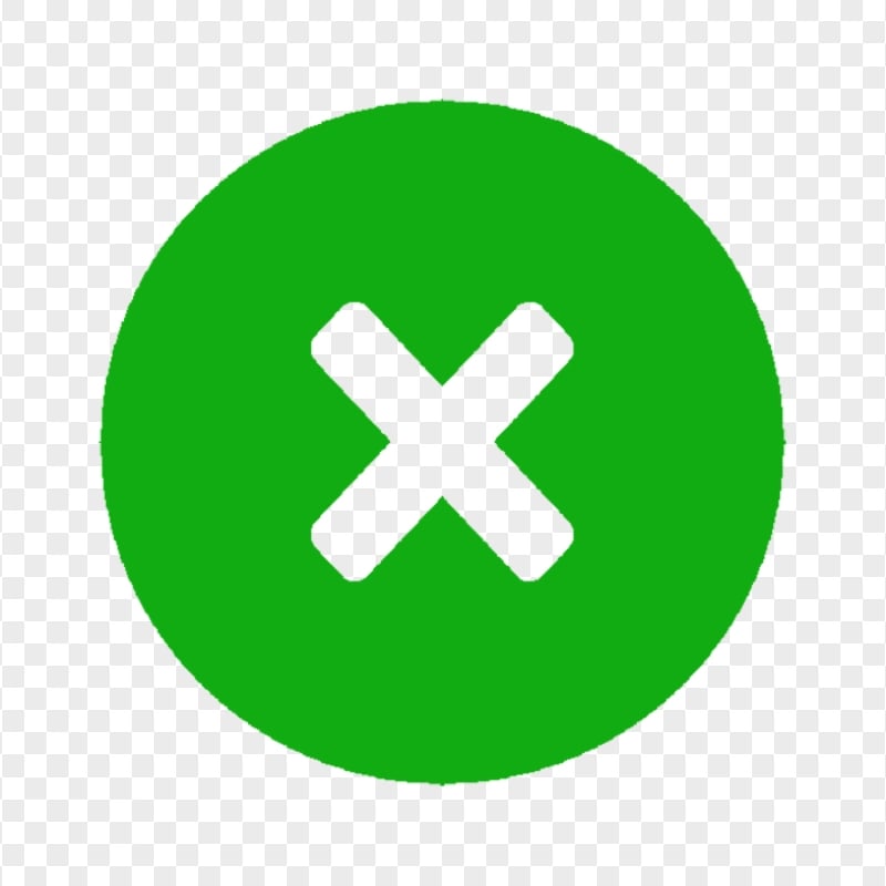 HD Green Round Close X Icon Transparent Background | Citypng