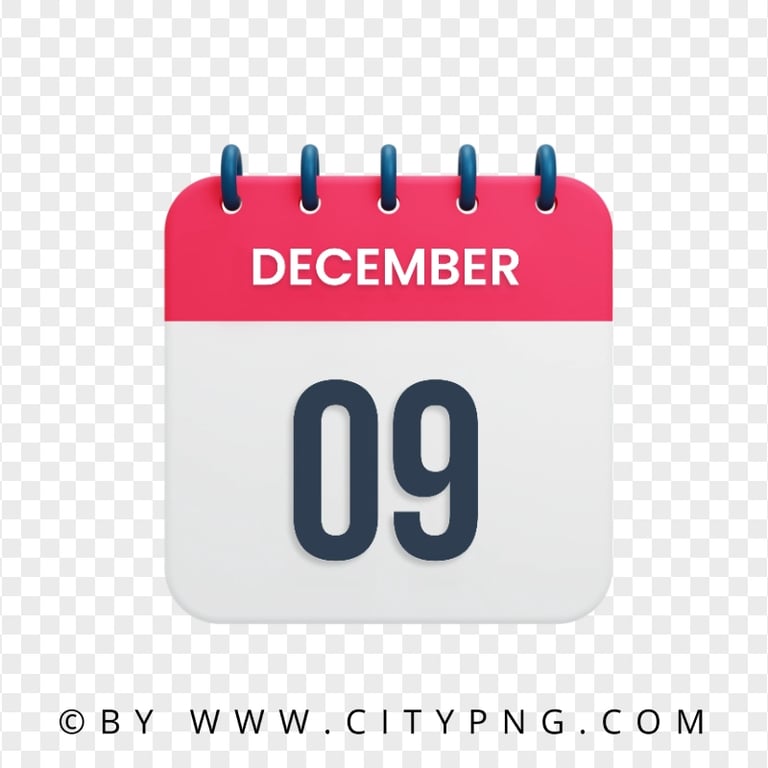 HD December 9th Date Vector Calendar Icon Transparent PNG | Citypng