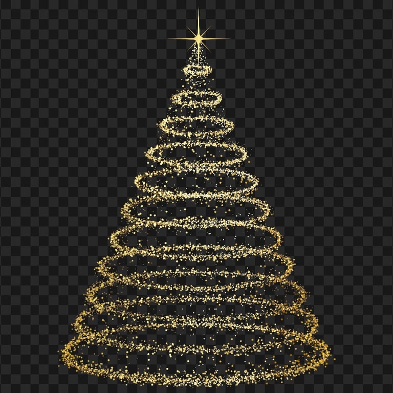 PNG Gold Glitter Christmas Tree Shape | Citypng