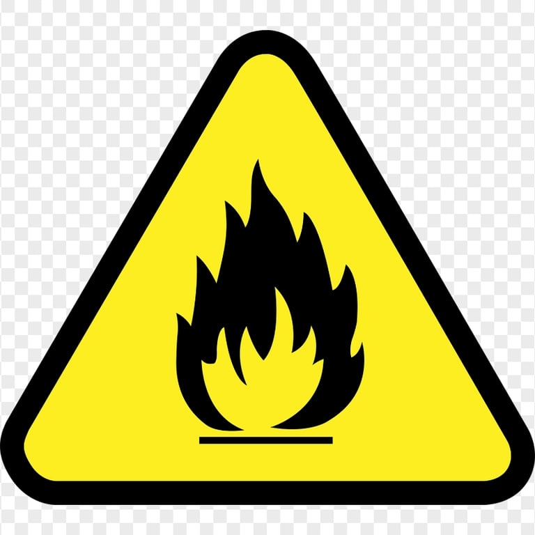 HD Fire Hazard Flammable Caution Red Sign PNG | Citypng