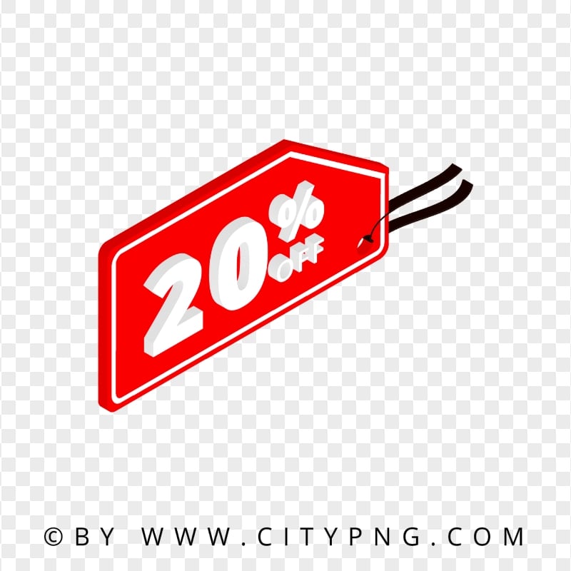 20 Percent Off Red 3D Tag Label Logo Image PNG | Citypng