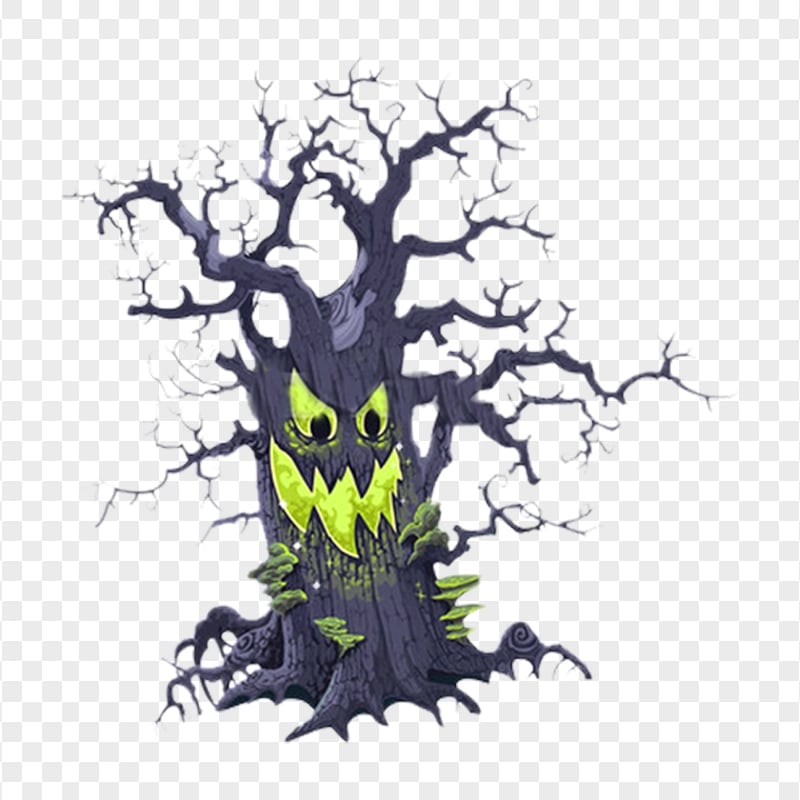 Spooky Scary Cartoon Halloween Tree FREE PNG | Citypng