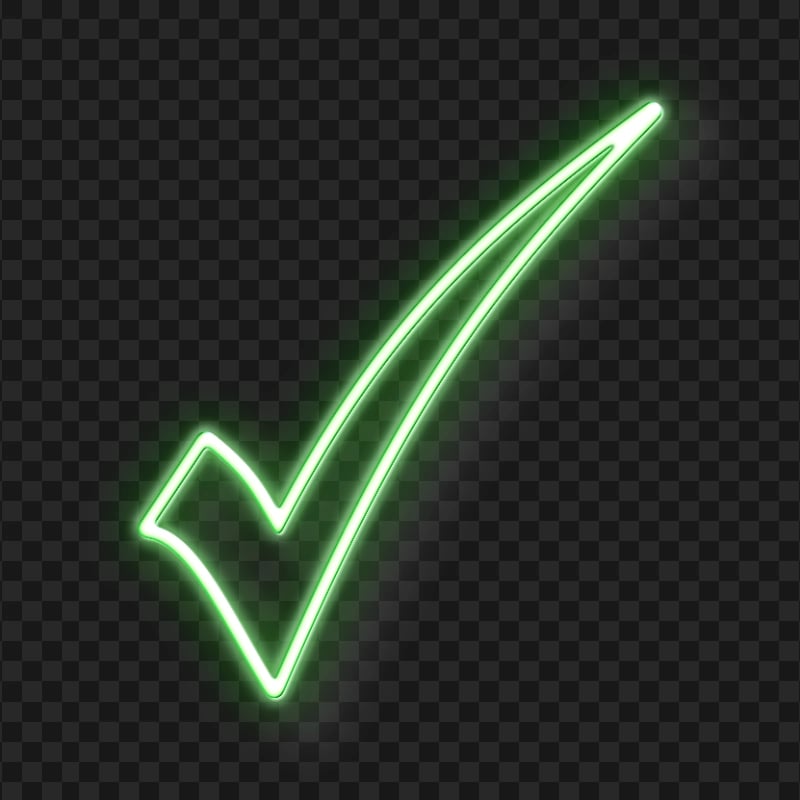 HD Green Neon Tick Mark PNG | Citypng