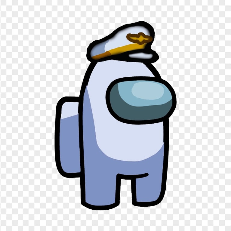 HD White Among Us Crewmate Character With Captain Hat PNG | Citypng