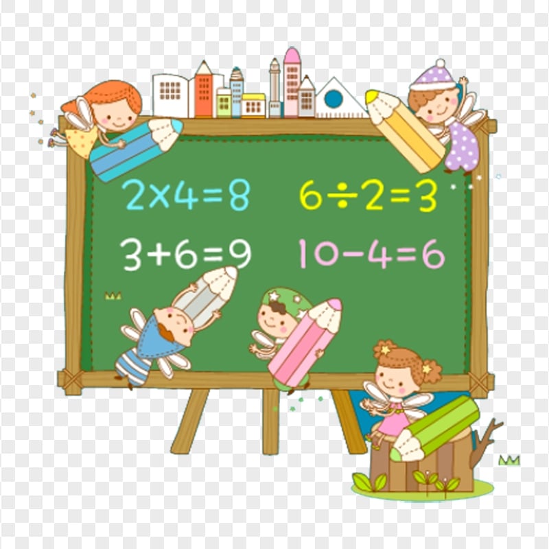 Mathematics Cartoon Chalkboard With Children | Citypng