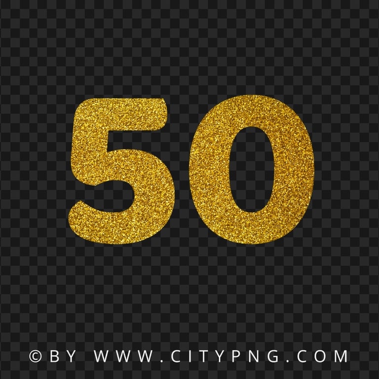 50 Text Number Gold Glitter FREE PNG | Citypng