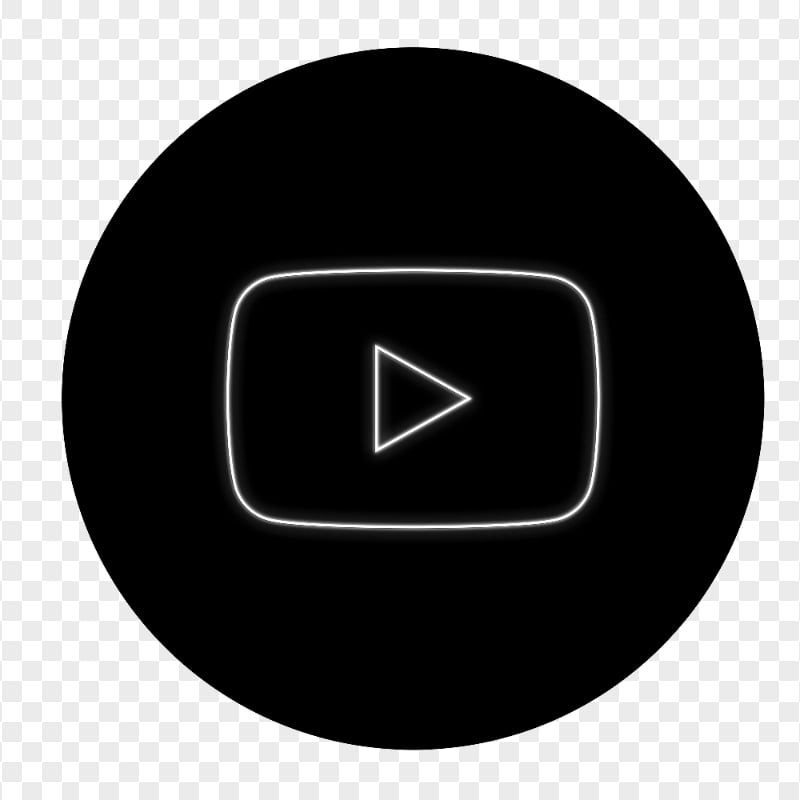 HD Black & White Neon Round Youtube YT Sign Symbol PNG | Citypng