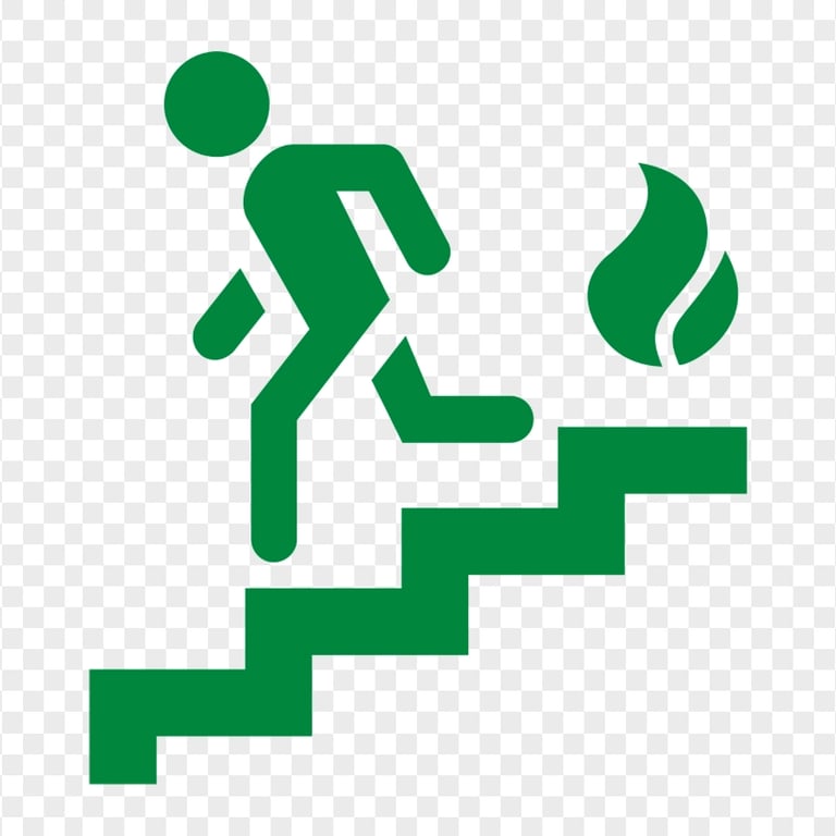 HD Green Fire Escape Exit Sign Symbol Icon PNG | Citypng