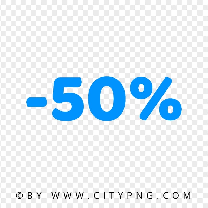 50 Percent Discount Blue Text Transparent PNG | Citypng