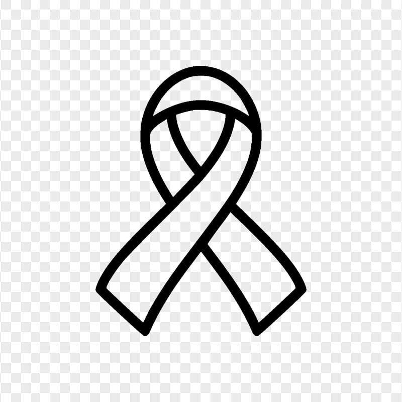 Black Outline Awareness Cancer Ribbon Sign HD PNG | Citypng