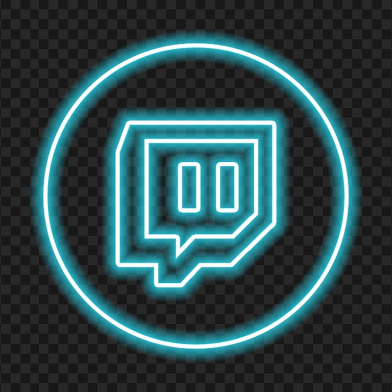 Neon Light Blue Twitch App Round Icon PNG | Citypng