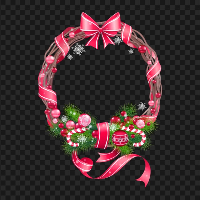 PNG Christmas Pink Decorated Wreath Illustration | Citypng