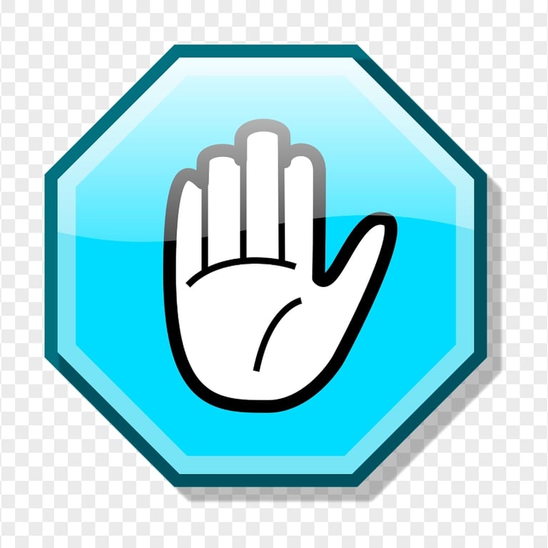 HD Stop Hand Symbol On Blue Road Sign Clipart PNG | Citypng