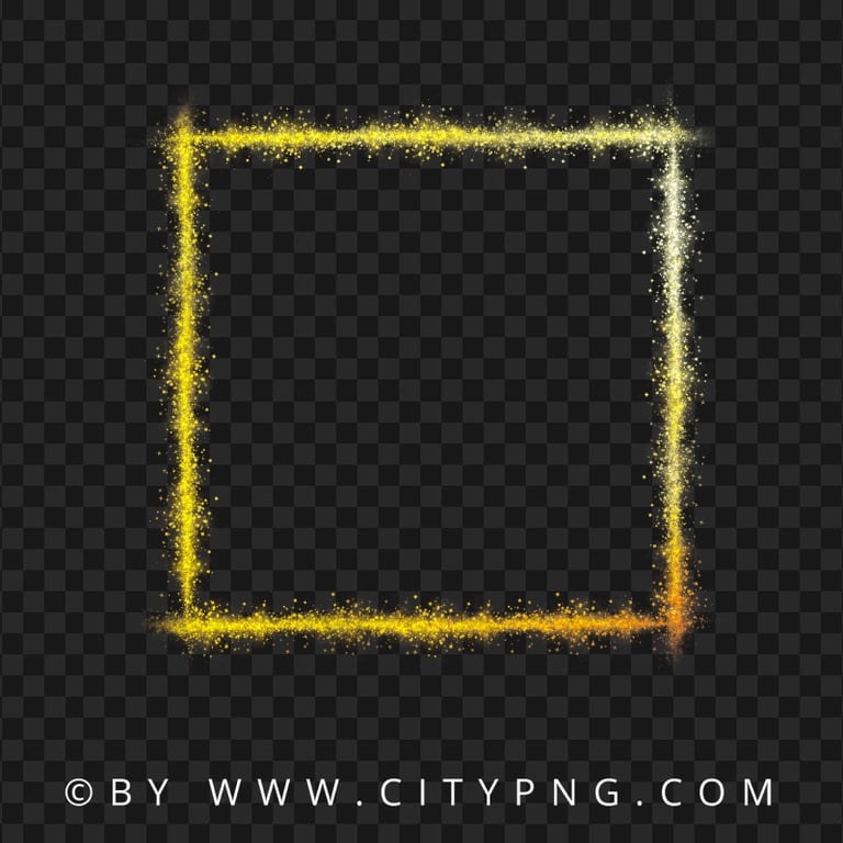 Sparkle Gold Glitter Square Frame Border Effect HD PNG | Citypng