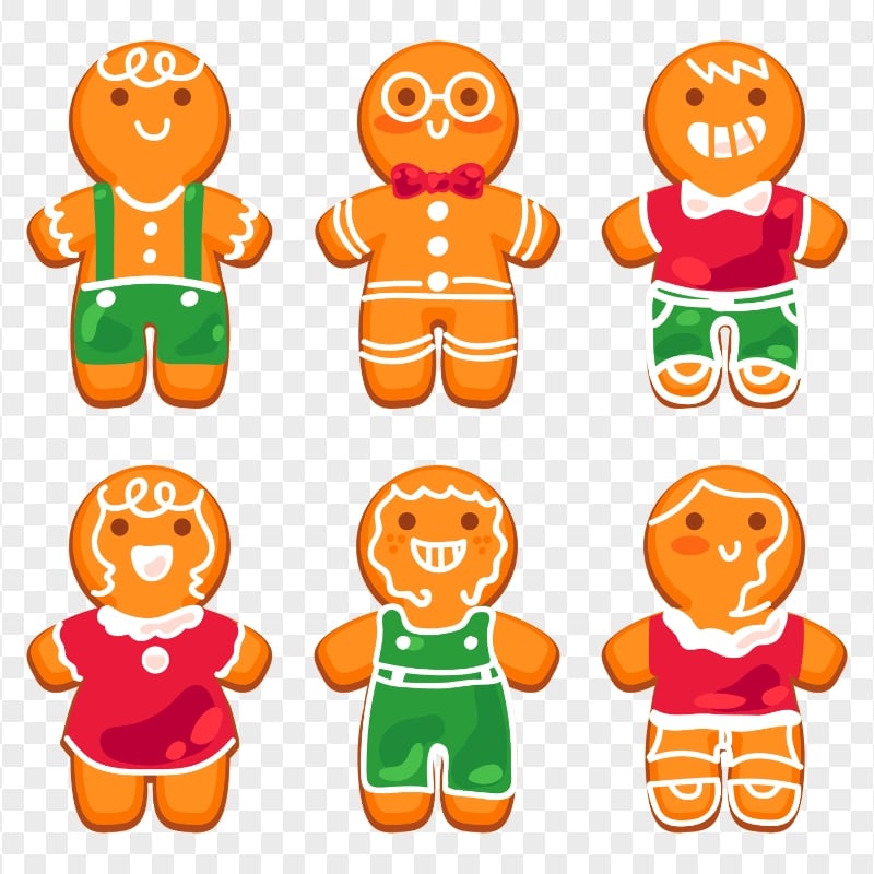 HD Cartoon Vector Gingerbread Characters PNG | Citypng