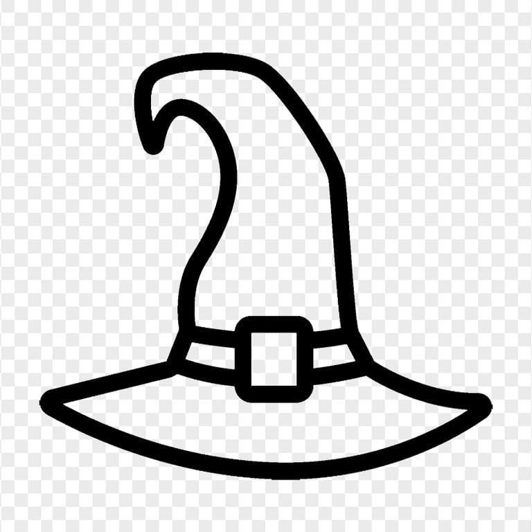 Halloween Black Outline Witch Hat Download PNG | Citypng