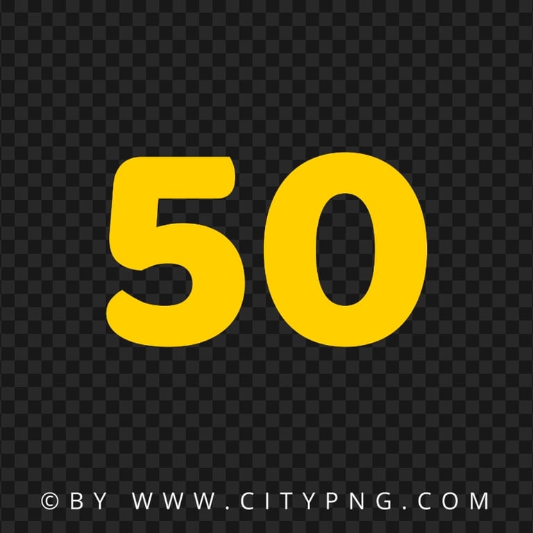 Yellow 50 Text Number FREE PNG | Citypng
