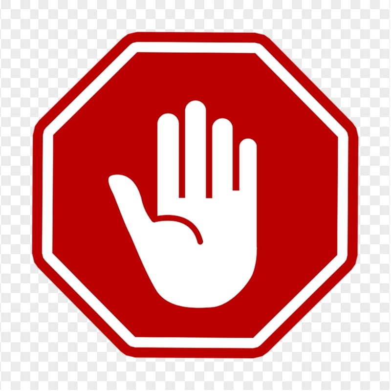 Vector White Hand Stop Silhouette On Red Stop Road Sign PNG | Citypng