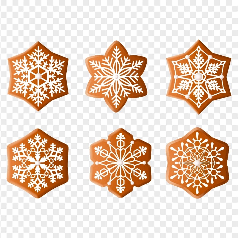 Vector Illustration Gingerbread Snowflakes Stars PNG | Citypng