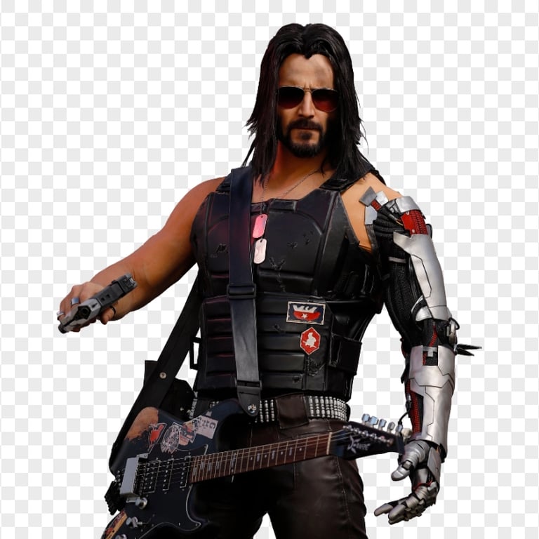 HD Cyberpunk 2077 Johnny Silverhand Male Character With Logo PNG | Citypng