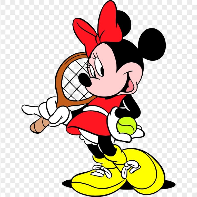 HD Minnie Mouse Holding Tennis Racket And Ball PNG | Citypng
