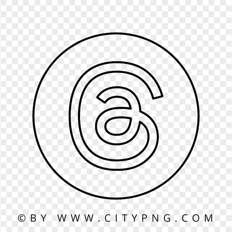 Threads Black Outline App Logo Icon FREE PNG | Citypng