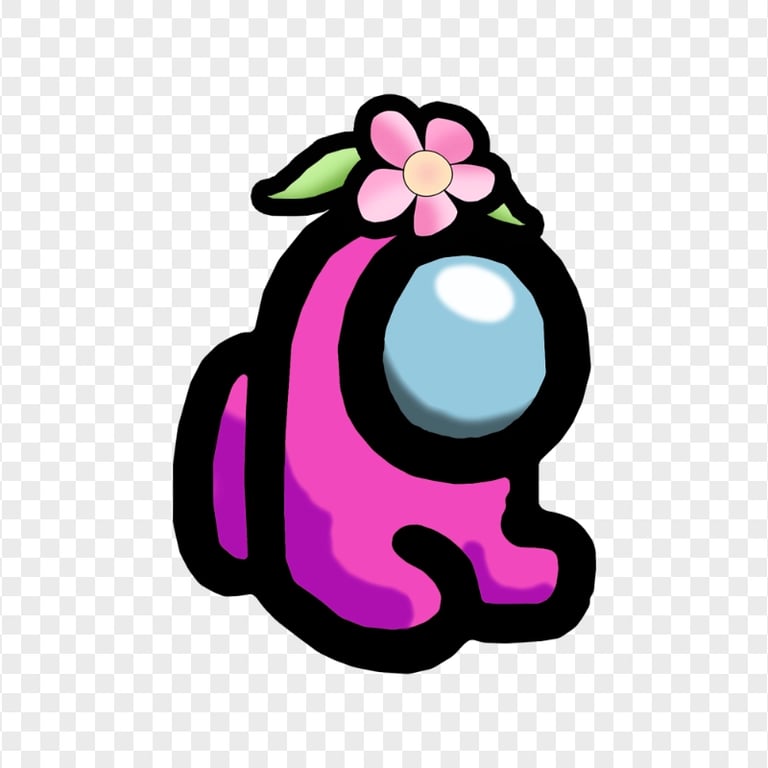 HD Pink Among Us Crewmate Character With Flower Pot Hat PNG | Citypng
