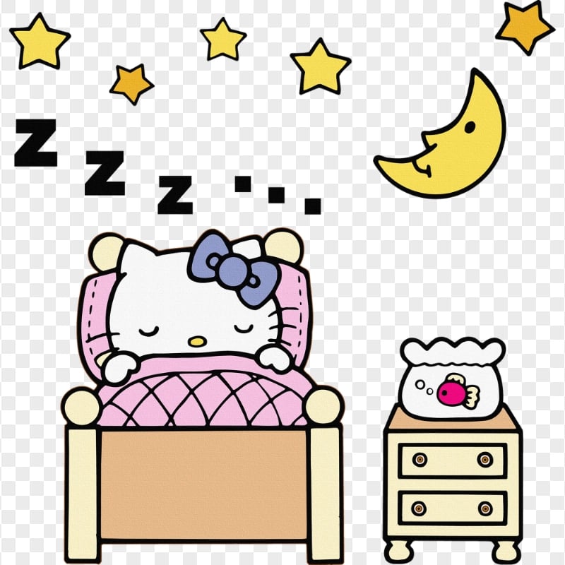 Hello Kitty Sleeping on Bed Illustration HD Transparent PNG | Citypng