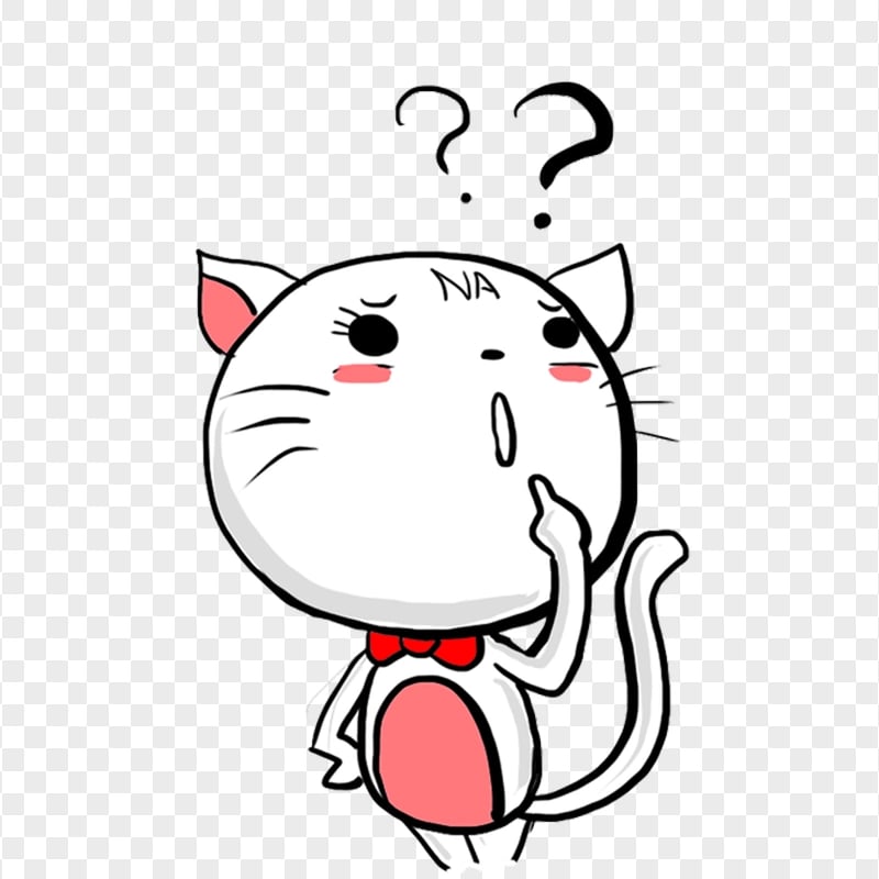 Cartoon Confused Cat Character Question Marks PNG | Citypng