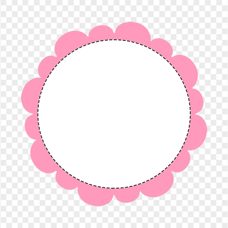 Pink & White Wavy Floral Circle Border PNG | Citypng