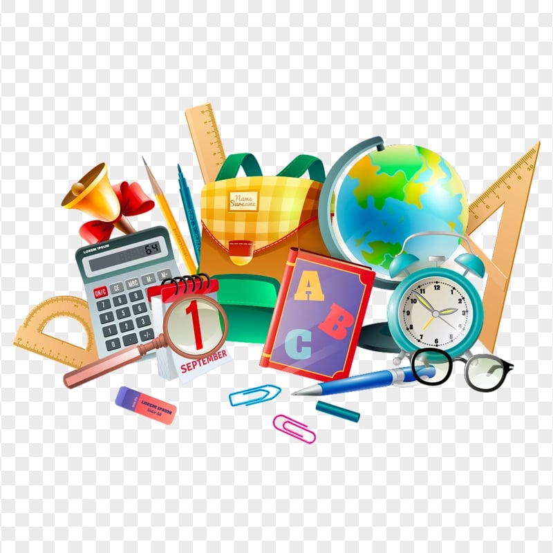 Illustration School Stationery Supplies PNG | Citypng