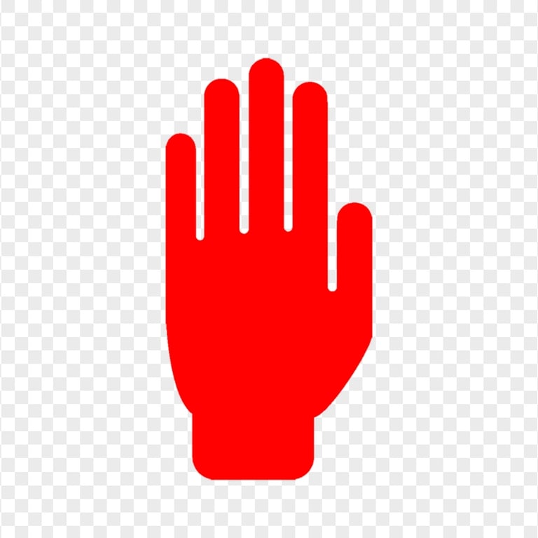 HD Red Stop Hand Silhouette Icon Symbol PNG | Citypng