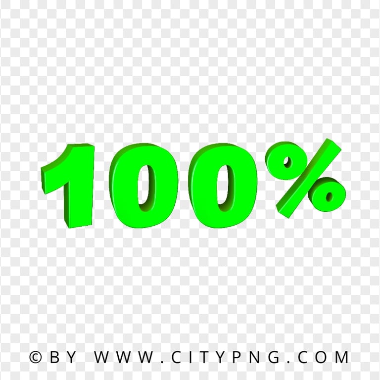 100% One Hundred Percent Green Text PNG Image | Citypng