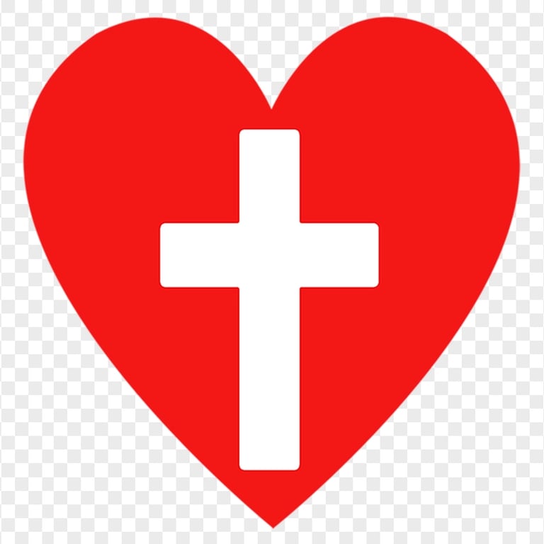 Sacred Holy Cross With Red Heart Love God Icon | Citypng